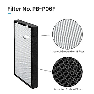 Pro Breeze HEPA Air Purifier Filter, Replacement Filter (x2) for Pro Breeze Large Air Purifier - 3-in-1 Filter for PB-P06 (PB-P06F)