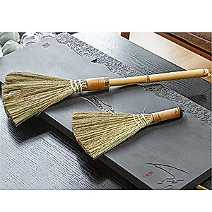 ODKKAYA Natural Whisk Sweeping Hand Handle Broom Retro Broom Corn Broom Asian Broom Household Angle Brooms Straw Soft Broom for House, Garage, Office, Lobby Room, Kitchen (Small)