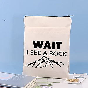 Geology Book Sleeve with Zipper Wait I See A Rock Book Covers Rock Collector Geology Teacher Gift (See A Rock)