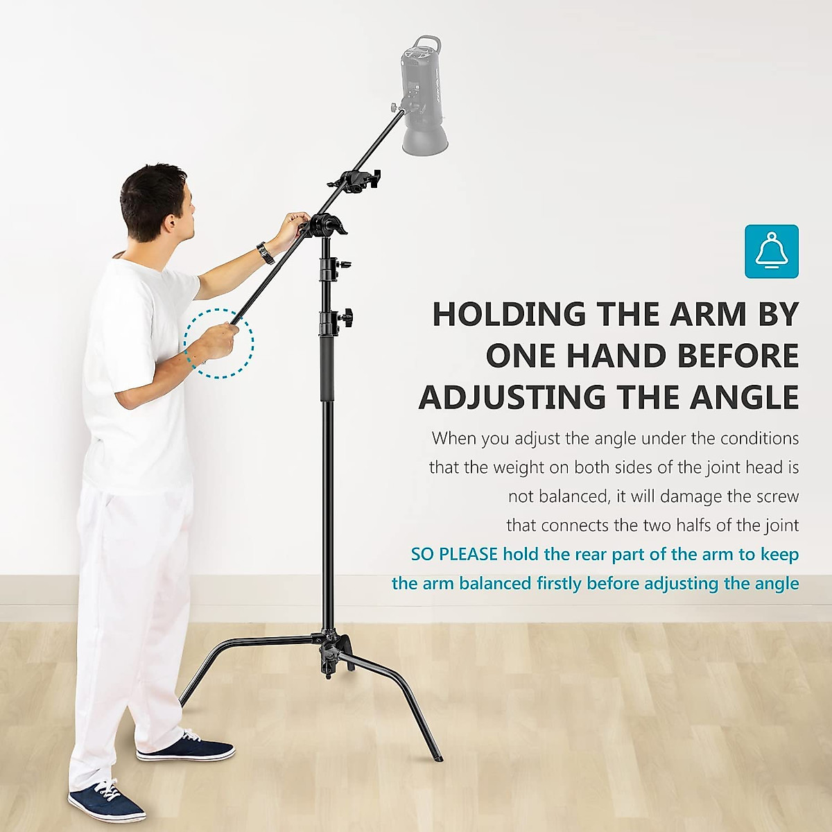 Neewer Photo Studio Heavy Duty 10 feet/3 meters Adjustable C-Stand, 3.5 feet/1 meter Holding Arm, 2 Pieces Grip Head for Video Reflector, Monolight and Other Photographic Equipment (Black)