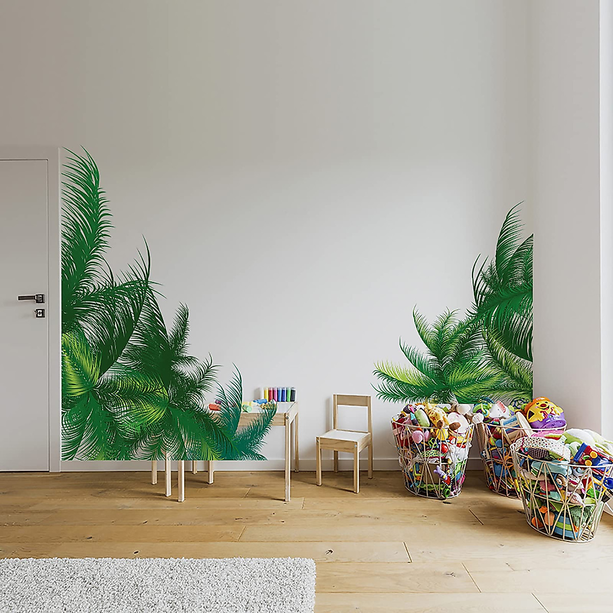 Generic Tropical Leaves Wall Decals Removable Green Palms Tree Plant Wall Stickers for Living Room Kids Room Bedroom Playroom Decor