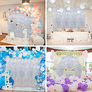 Crosize 3 Pack 3.3 x 9.9 ft Silver Foil Fringe Backdrop Curtain, Streamer Backdrop Curtains, Birthday Party Decorations, Tinsel Curtain for Parties, Galentines Decor, Preppy, Photo Booth