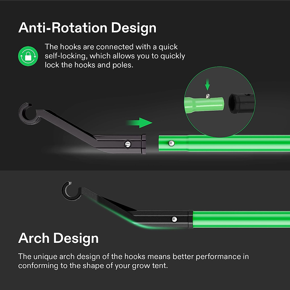 VIVOSUN Grow Tent High CFM Kit, Green Pole Range of 24"-48", Suitable for 2'x2', 3'x3', 4'x2' and 4'x4'Grow Tent, 4-Pack