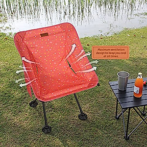 G2 GO2GETHER Star-Moon Printing Lightweight Camping Folding Chair for Adult, 600D Oxford Fabric, Durable Aluminum Alloy Frame, Easy to Storage and Carry, Suit for Camping, Hiking, Go to Beach (Pink)