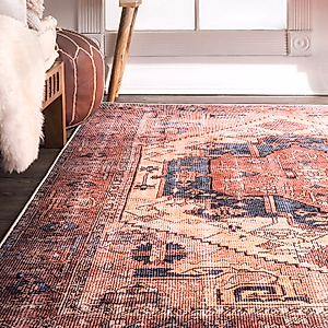 nuLOOM Leslie Persian Runner Rug , 2' 6" x 10', Peach, Rectangular, 0.4" Thick