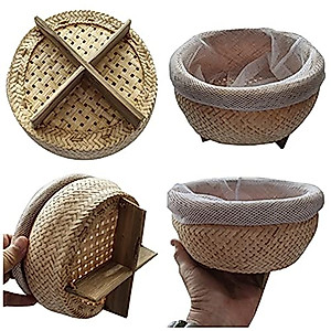 Bamboo Sticky Rice Basket Hand made 100% Eco-Friendly Prestige Collection Food Safe for Cooking Cloth + 2 piece Family Electric Cooker Steamer