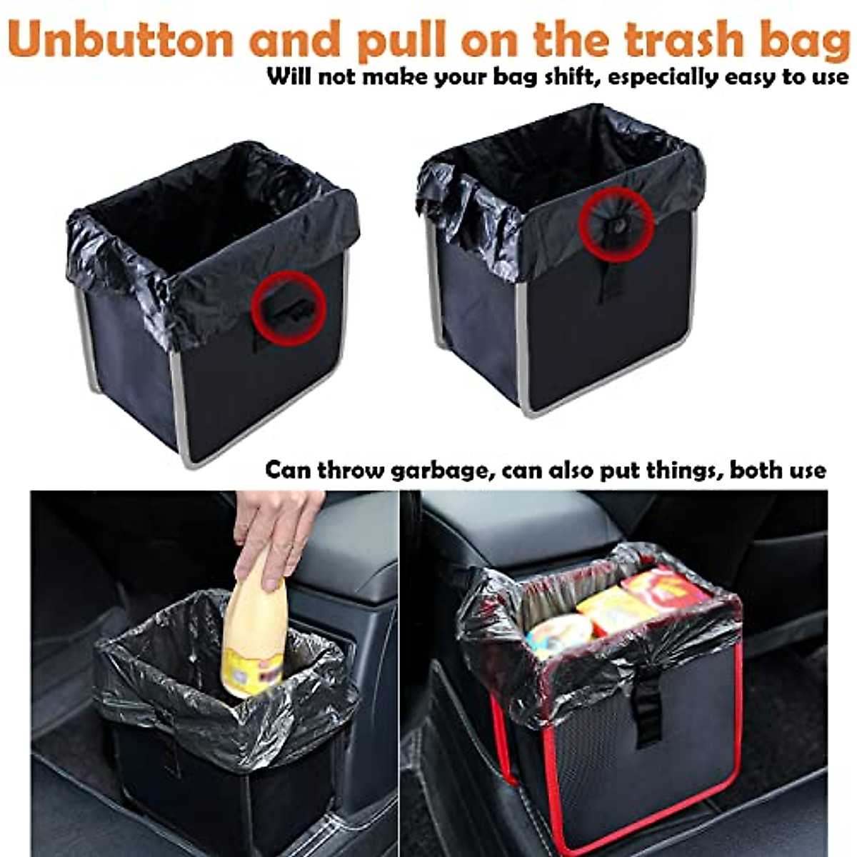 Miytsya 1 PC Hanging Car Trash Bag Can Premium Waterproof Litter Garbage Bag Organizer 22 * 22 * 14.5CM (Grey)