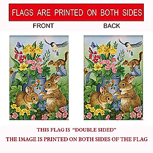 YaoChong Welcome Spring Cute Bunny Garden Flag Vertical Double Sided,Happy Easter Rabbit Bird Burlap Spring Small Garden Flag Farmhouse yard Outdoor Décor 12.5 x 18 Inch