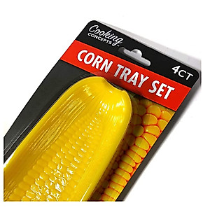 Corn on The Cob Tray Sets 9.5”L x 3”W x 1.3”H 4/Set, Yellow