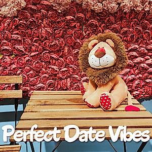 WEIGEDU Love Lion Stuffed Animal, King Lion Plush Toy with Mane Heart Shape Tail for Kids Baby Lover Birthday Valentines Day Christmas Bedtime Gift, 13.8“