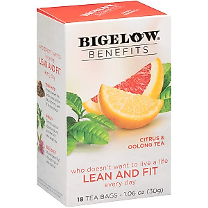 Bigelow Tea Benefits Lean and Fit Citrus & Oolong Tea, Caffeinated, 18 Count (Pack of 6), 108 Total Tea Bags