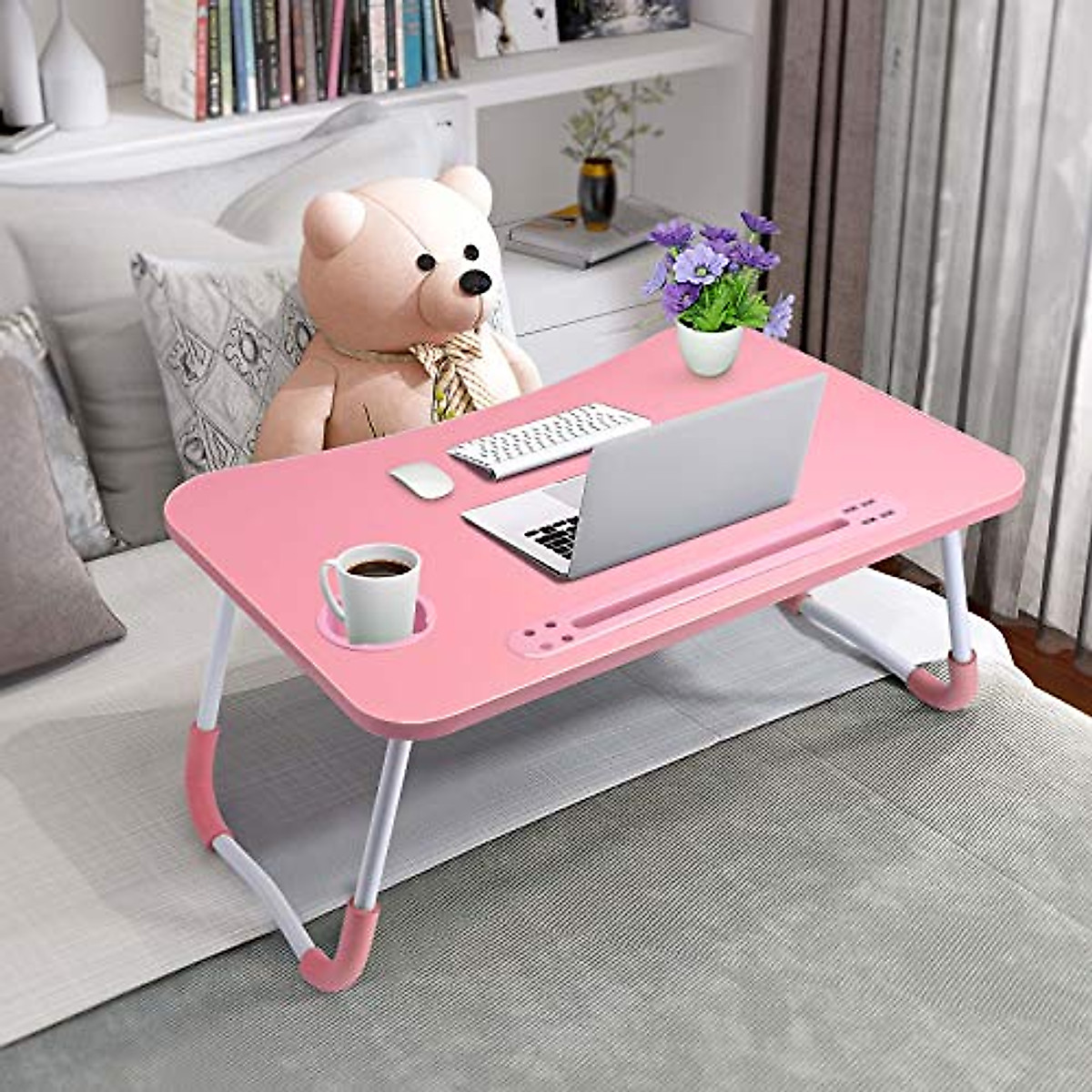 Slendor Laptop Desk Foldable Bed Table Folding Breakfast Tray Portable Lap Standing Desk Notebook Stand Reading Holder for Bed/Couch/Sofa/Floor