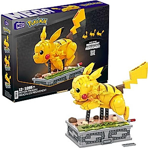 Mega Pokémon Building Toys Set Motion Pikachu with 1092 Pieces and Running Movement, for Adult Collectors