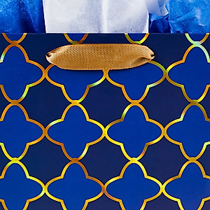 SUNCOLOR 4 Pack 9" Small Gift Bags for Christmas/Father's Day/Party Bags With Tissue Paper(Blue)