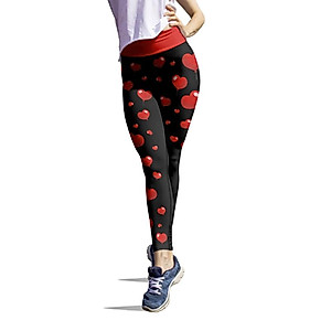 Bblulu Women's Leggings Valentine's Day Heart Printed Yoga Pants High Waisted Loose Fit Athletic Gym Pants Jogger Tights