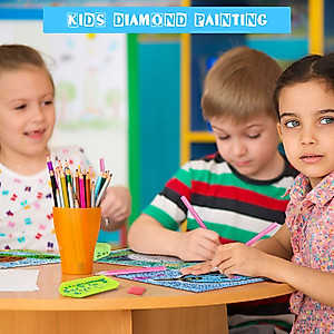 4 Packs 5d Painting Kit for Kids Diamond Painting Drill Painting by Number Kits Kids Diamond Arts Crafts for Home Wall Decor (Turtle Panda Whale Owl)