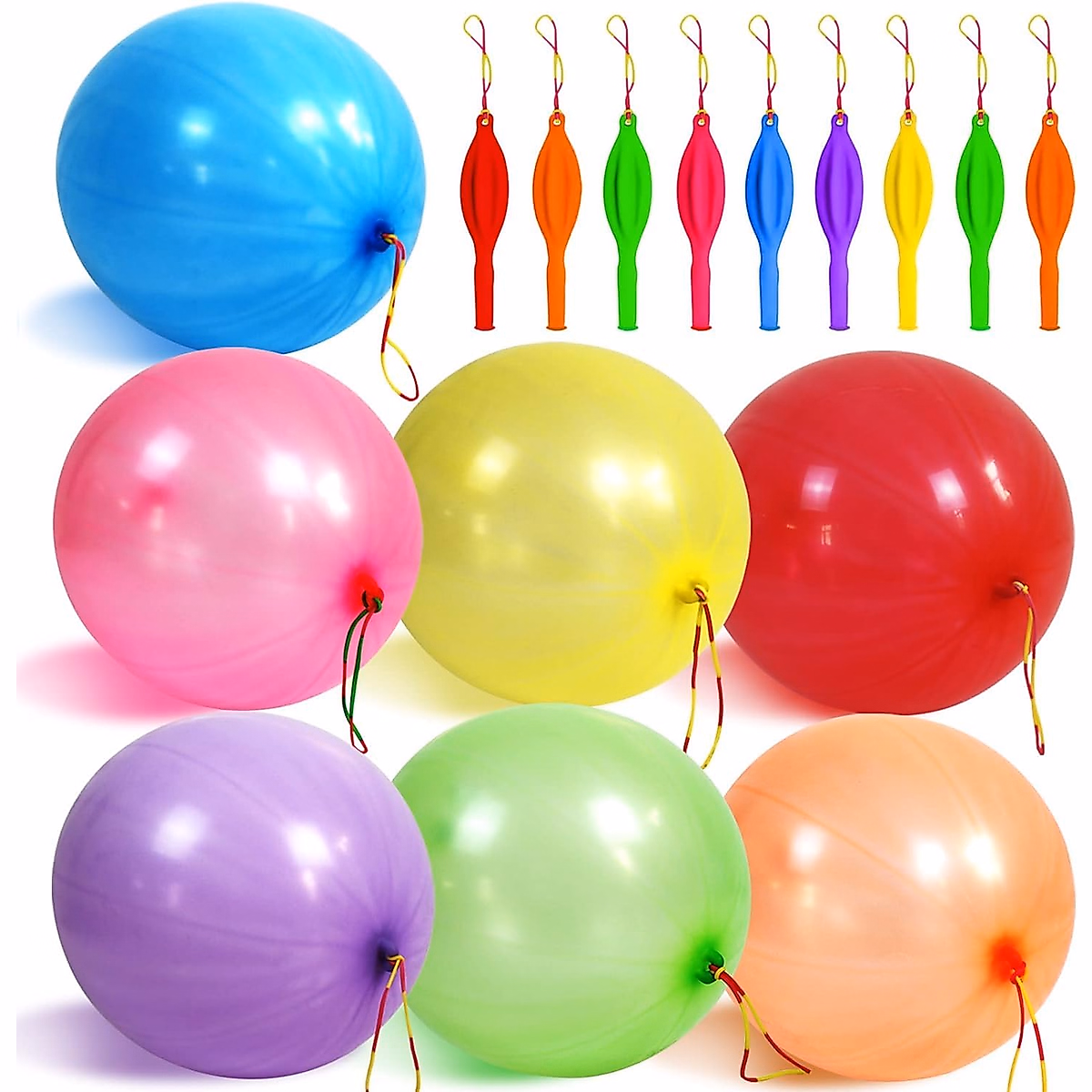PARTy FLAGs 30Pcs Punch Balloons Punch Balloons Party Favors for KidsI Punching Balloons for Kids Birthday Decorations Party Balloons Kids Heavy Duty Punching Balloons with Rubber Bands For Decoration
