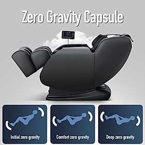 Massage Chair Full Body Recliner - Zero Gravity with Heat and Shiatsu Massage Office Chair Sl Track Intelligent Body Detection LCD Touch Screen Display Bluetooth Speaker Airbags Foot Rollers (Black)