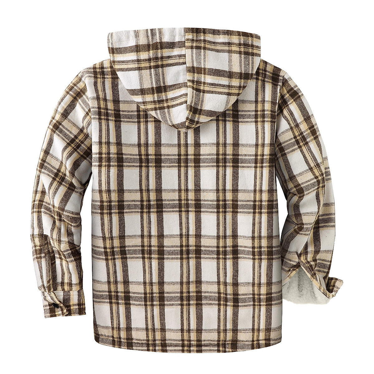 SCODI Men's Flannel Shirt Jacket Fleece Sherpa Lined Plaid Jackets Coat Full Zip Up Hoodie Winter Outwear Khaki X-Large