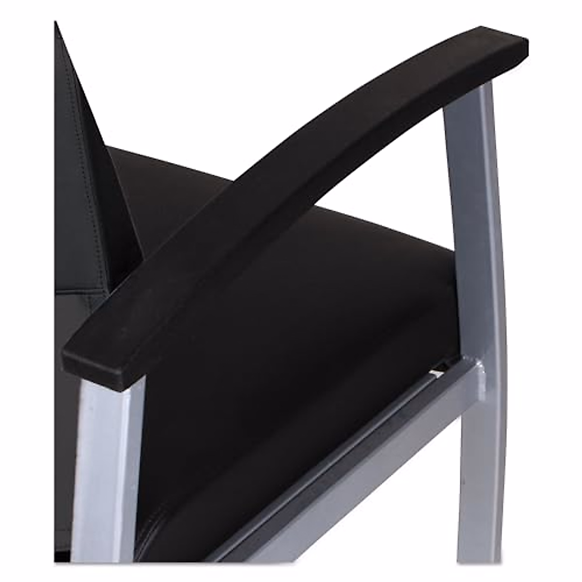 Alera metaLounge Series Mid-Back Guest Chair, 24.6" x 26.96" x 33.46", Black Seat, Black Back, Silver Base
