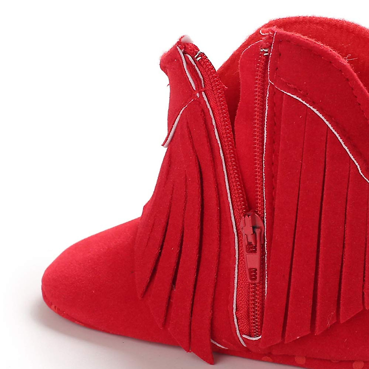 WILLFUN Baby Girls Boots with Tassels Infants Soft Sole Shoes Toddler Zipper Short Bootie