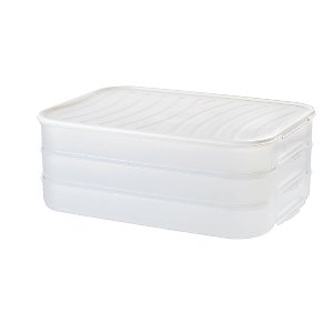 MinLia Multilayer Stackable Kitchen Food Storage Box with Cover Dumpling Fresh Box Food Holder Container Storage Tray(3-Layers,White)