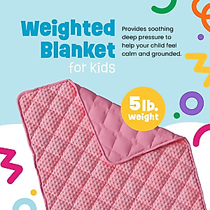 5lb Child's Weighted Blanket - Kids Weighted Blanket 5 Pounds (36" x 48") - Cute Dotted Texture Sensory Blanket - 5 lbs Weight Blanket for Kids Ages 4 to 7 - Machine Washable, Travel Friendly (Pink)