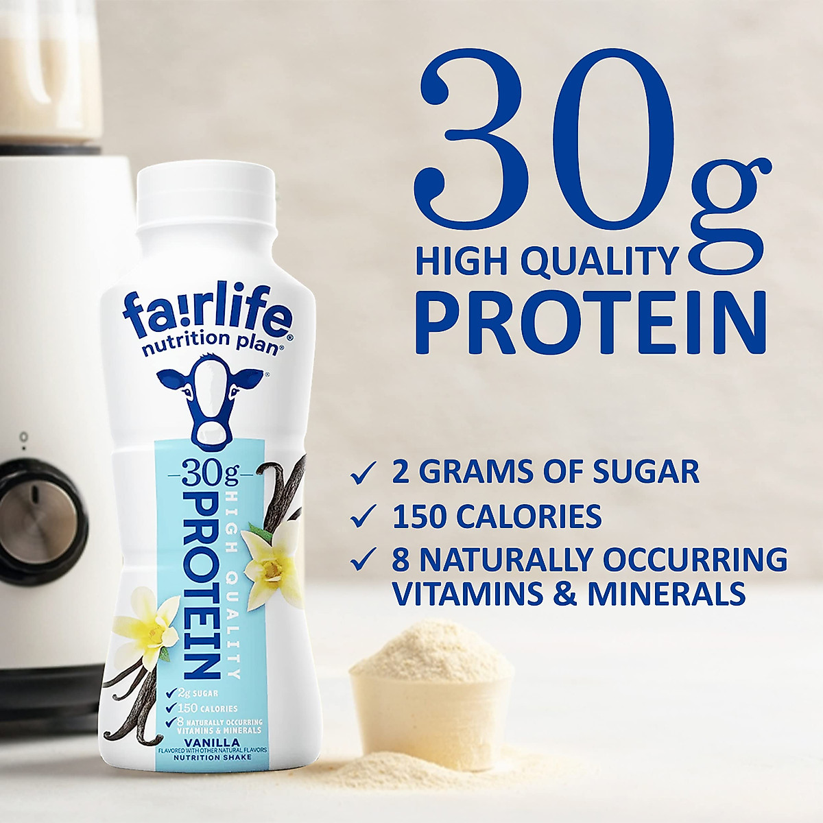 Fairlife Protein Shakes Chocolate and Vanilla Drink Nutrition Plan 6 Pack, 11.5 Ounces 30g of Protein In The Award Box Packaging