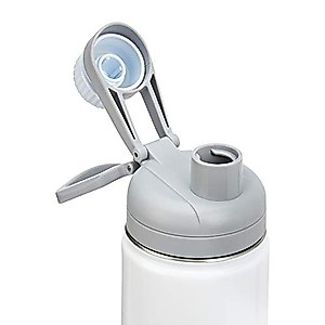 Amazon Basics Stainless Steel Insulated Water Bottle with Spout Lid – 20-Ounce, White