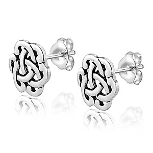 AeraVida Interlocking Celtic Knot Sterling Silver Stud Earrings for Women, 10mm, Small Earring, Tiny Earring