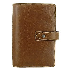 Filofax Malden Organizer, Personal Size, Ochre - Tactile, Full Grain Buffalo Leather, Six Rings, with Cotton Cream Week-to-View Calendar Diary, Multilingual, 2024 (C025808-24)