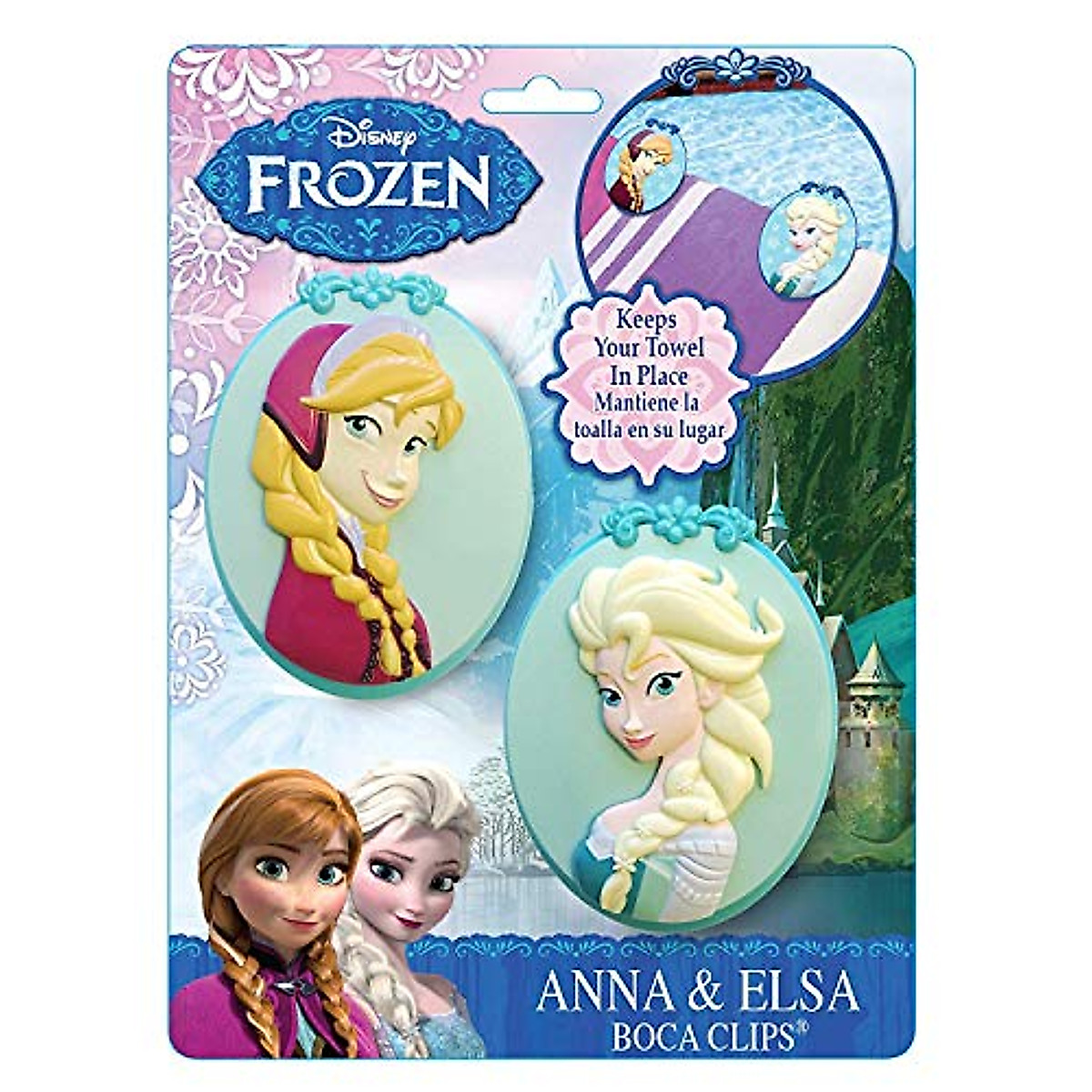 Frozen Elsa BocaClips by O2COOL, Beach Towel Holder, Clips, Set of 2, Beach, Patio or Pool Accessories, Portable Towel Clips, Chip Clips, Secure Clips 2 Packs of 2 Elsa and 2 Anna = 4 Towel Clips
