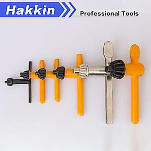 Hakkin 6 Sizes Drill Chuck Key Wrench, 3/4" 5/8" 1/2" 3/8" 1/4" 5/32" Carbon Steel Heavy Duty Thumb Handle Chuck Key, Replacement Drill Chuck Key Wrench, Electric Drill Clamping Tool