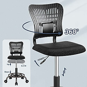 PALONE Bar Stools Adjustable Barstools Modern Design Counter Height Bar Stools with Backrest 360°Swivel Stools for Kitchen Counter with 5 Rollers Set of 2 Black