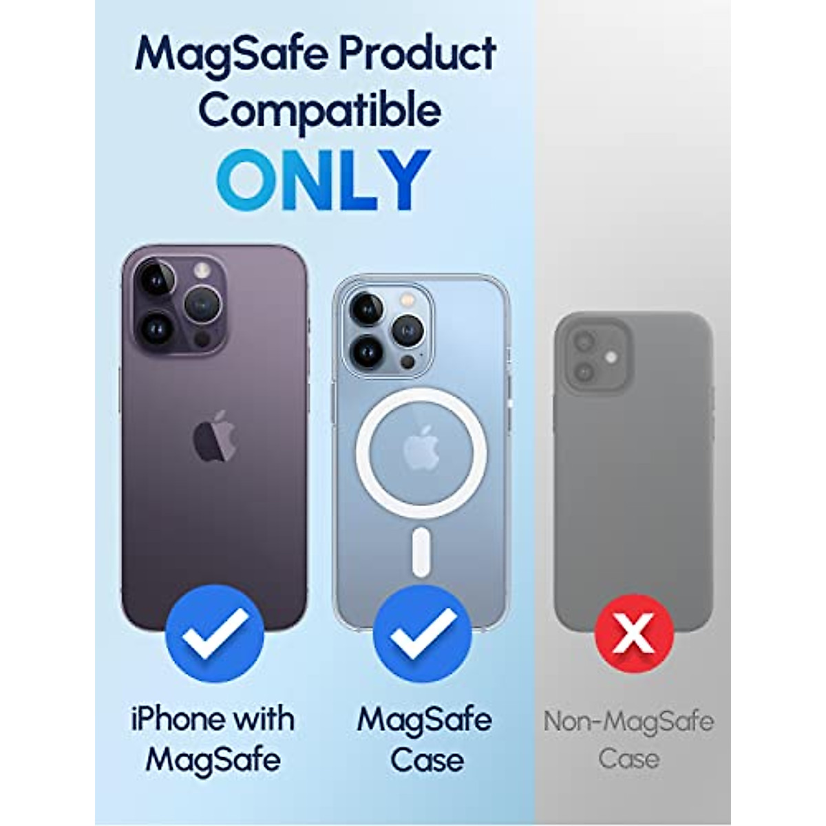 Miss Arts Magnetic Phone Grip for MagSafe, Phone Ring Holder Kickstand, Phone Loop Finger Holder for iPhone 14/14 Pro/14 Pro Max/14 Plus & iPhone 13/12 Series, Silver