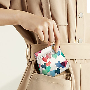 Squeeze Coin Purse, PU Leather Coin Pouch Change Holder for Woman Girls (Raining Hearts)