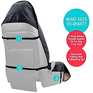 SG Edge Terry Cloth Sweat Towel Seat Cover; Carseat Towel Protector; Great for Gym Workout; Waterproof; Universal Fit for Car SUV Van Truck; EZ fit; Non Slip Grip; Machine Washable; 2pc Grey