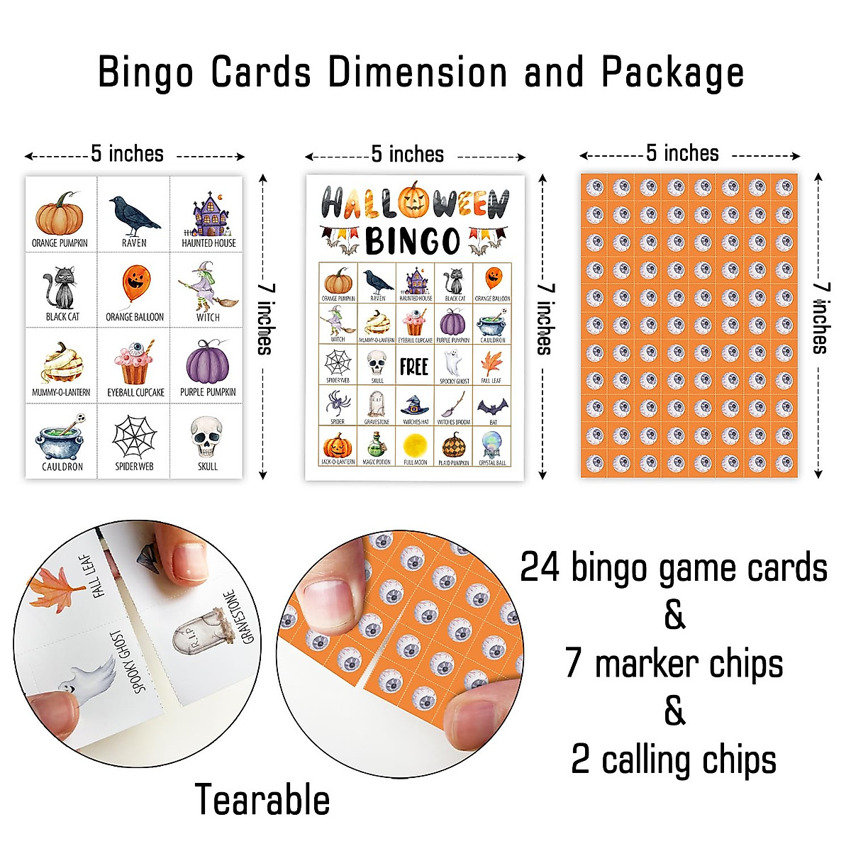 5 x 7 Inches Halloween Bingo Game Cards, Holiday Indoor Outdoor Bingo Game with 24 Players, Party Activity Supplies for Family Colleague Friend Adult Teen Halloween Party School Classroom-04