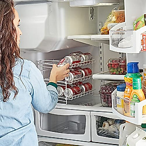 Home Basics Can Rack Organizer Food Storage Canned Food Soda Can Dispenser for Cabinet or Refrigerator White