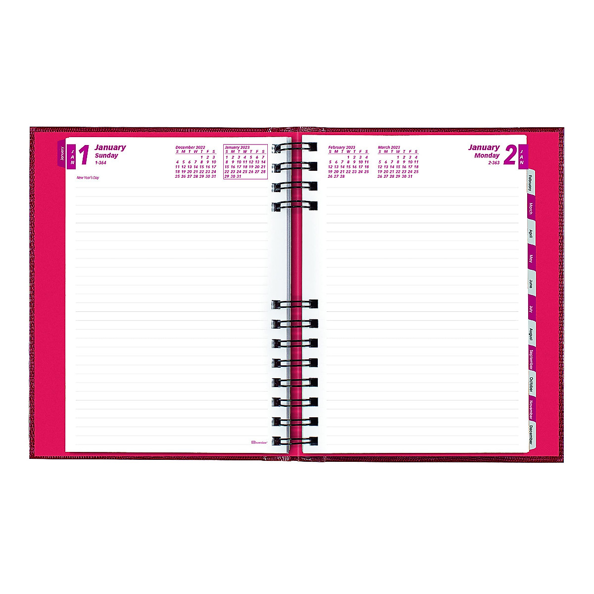 Brownline 2023 CoilPro Daily/Monthly Planner, Untimed Journal, 12 Months, January to December, Twin-Wire Binding, 8.25" x 5.75", Bright Red (CB389C.RED-23)