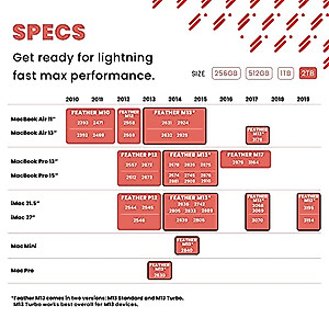 Fledging 2TB Turbo Feather M13 PCIe NVMe Gen 3.0x4 SSD Upgrade –DIY kit & OS Included– Compatible with Apple MacBook Air (2013-2015) & Pro (2013-2016), Mac Mini (2013) & Pro (2014), iMac (2013-2019)
