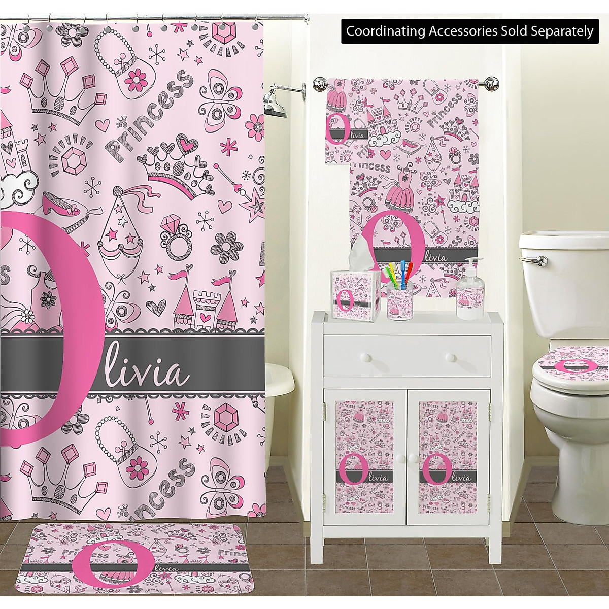 RNK Shops Personalized Princess Waste Basket - Double Sided (White)