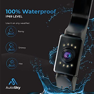 AutoSky Newest HD Back up Camera, 8 LED License Plate Reverse Camera - Back up Camera for Cars, Trucks, Pickups, SUVs or RVs - Easy Installation, Waterproof