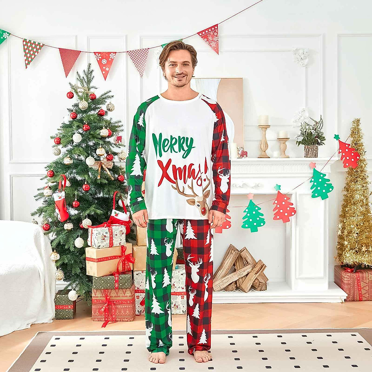 Christmas Pajamas for Family Matching Family Christmas Pajamas Set PJS Holiday Xmas Family Jammies Sleepwear(#119-Women, Medium)