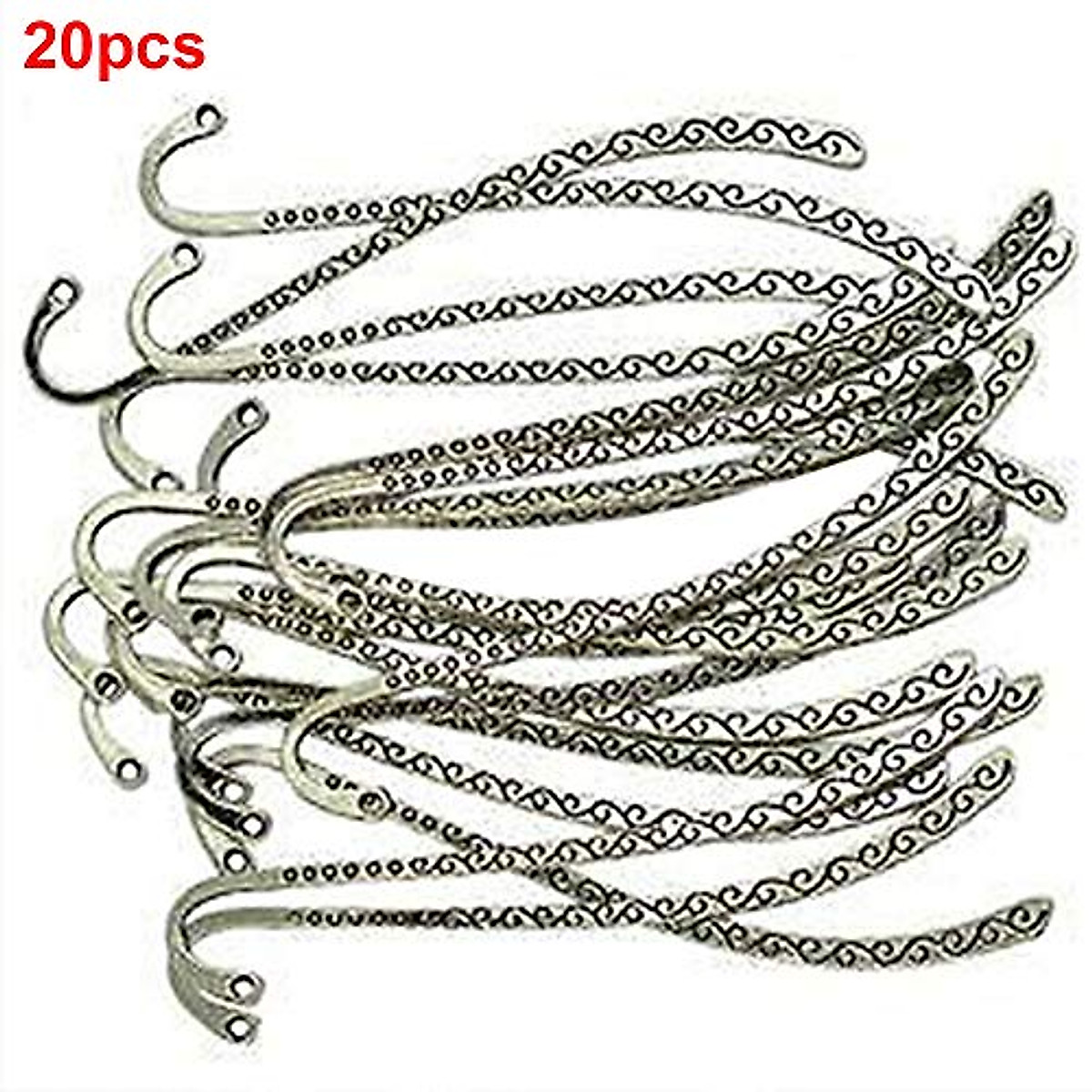 BWWNBY 20Pcs Alloy Bookmark Hook Tibetan Special Metal DIY Bookmark Hook Retro Silver Metal Bookmark Bookmark Metal Carving Hook Antique Tibetan Silver Bookmark