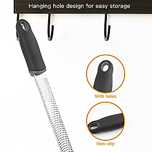 Sihuuu Zester Grater, Lemon Citrus Zester for Kitchen, Parmesan Cheese, Chocolate, Ginger, Garlic, Nutmeg, Vegetables, Fruits, Soft Touch Handle (12.8 Inch, Black)