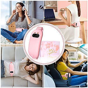 Heating Pad,Portable Cordless Heating Pad with 3 Heat Levels and 3 Massage Modes, 5s Fast Heating Pad Cramps Heat Belly Wrap Belt with Vibration Massage for Women and Girl(Pink)