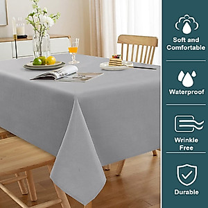 FantasDecor Square Tablecloth Linen Table Clothes for Square Tables 54 Inch Wrinkle Resistant and Waterproof Washable Linen Fabric Table Cover for Dining Room and Outdoor Use, Grey, 54 x 54 Inch