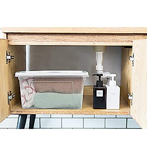 Saedy 6 Quart Clear Plastic Multipurpose Lidded Storage Container Box Bin with Handle, 2-Pack