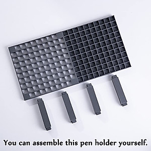 AKOAK 1 Pack 96-hole Square Plastic Pen Holder Multi-function Detachable Pen Holder Storage Art Supplies, Makeup Brushes etc (gray)